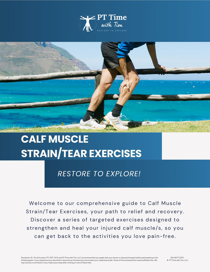 Calf Muscle Strain Exercises Worksheet PDF – PT Time with Tim | At-Home ...